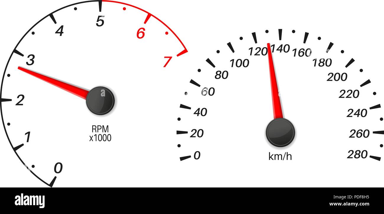Car dashboard with speedometer and tachometer scales Stock Vector Image ...