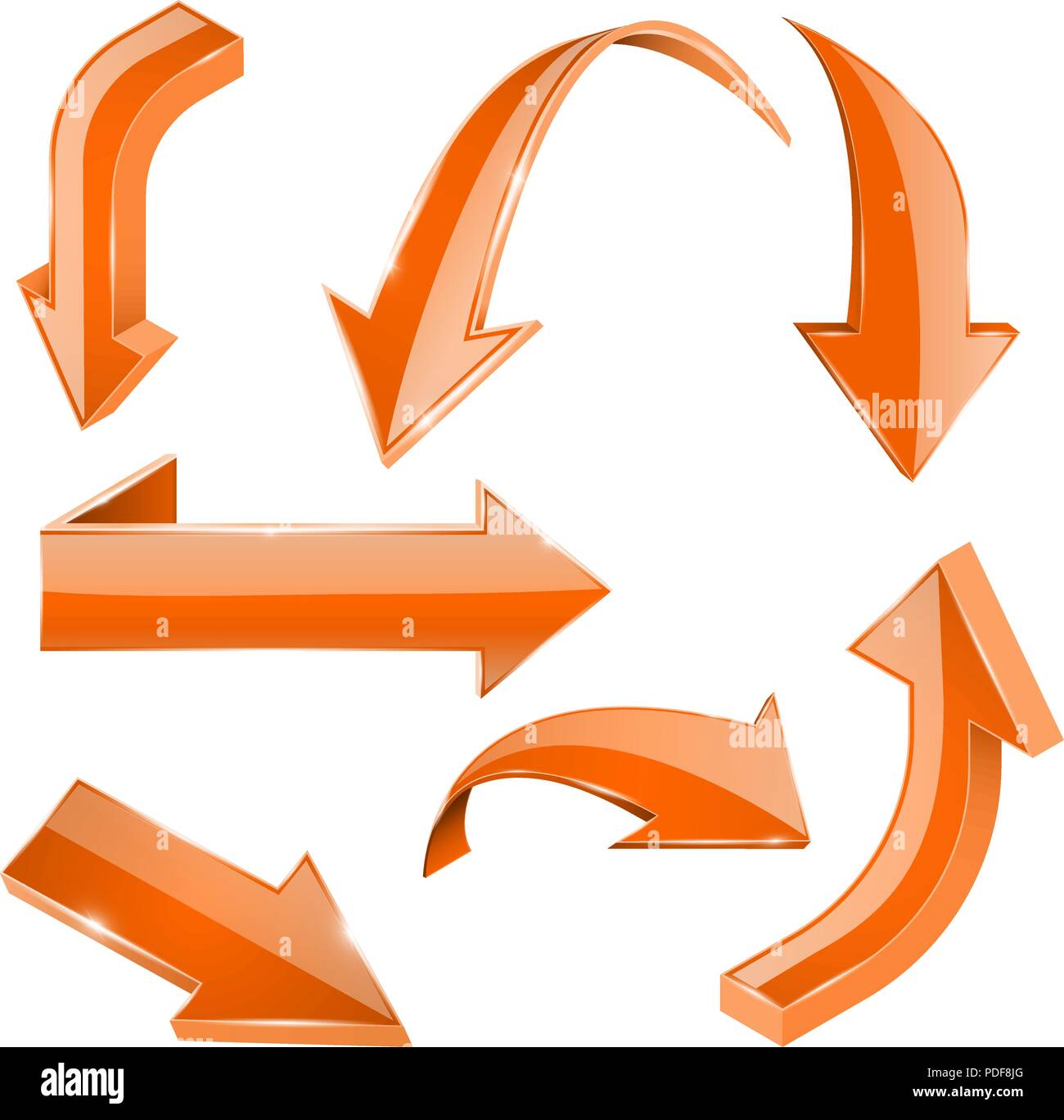 Orange arrows. 3d shiny set of icons Stock Vector Image & Art - Alamy