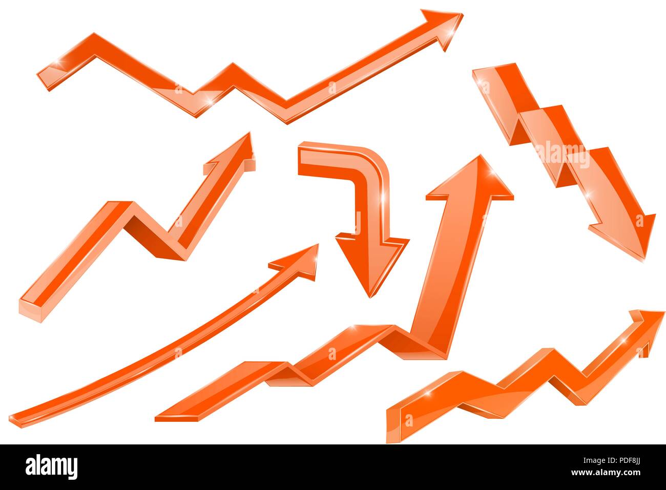 Orange arrows. 3d shiny set of icons Stock Vector Image & Art - Alamy