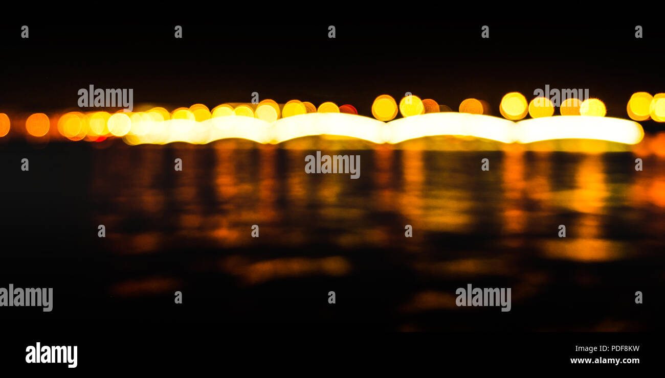 Photography of long-term exposure - night landscape. Night city river ...