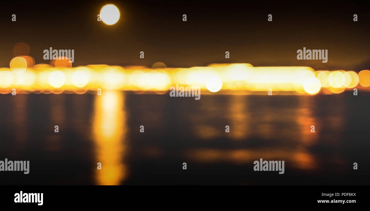 Photography of long-term exposure - night landscape. Night city river ...