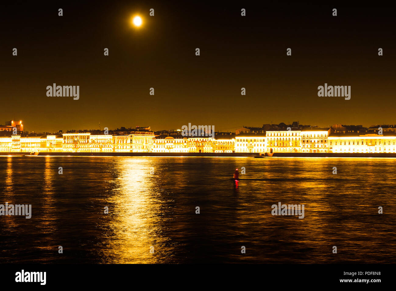 Photography of long-term exposure - night landscape. Night city river ...