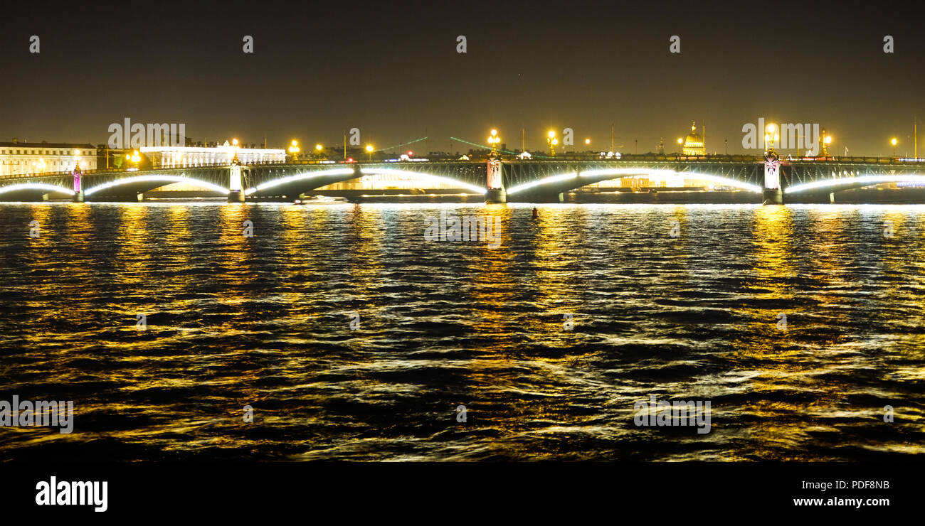 Photography of long-term exposure - night landscape. Night city river ...
