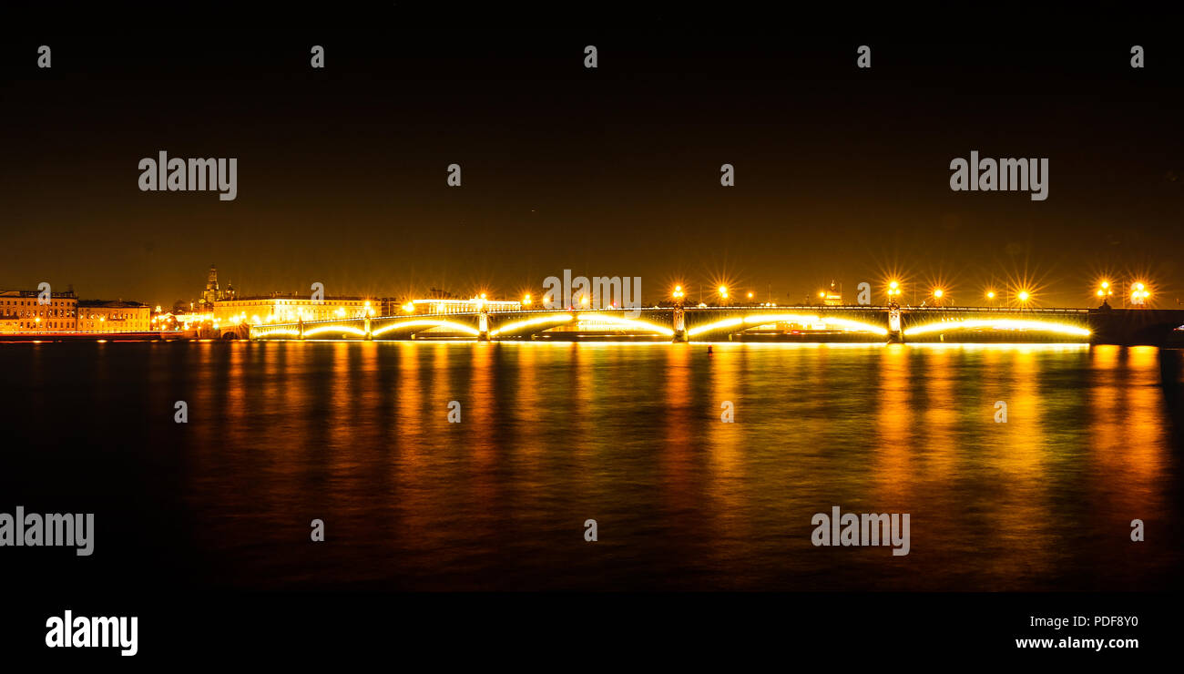 Photography of long-term exposure - night landscape. Night city river ...