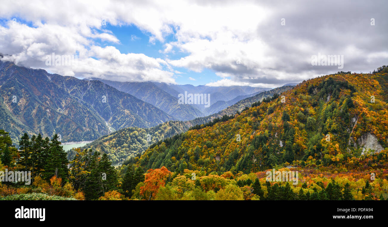 Mountain scenery at autumn in Tateyama Kurobe Alpine Route, Japan Stock ...