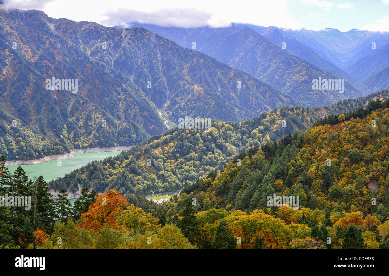 Mountain scenery at autumn in Tateyama Kurobe Alpine Route, Japan Stock ...