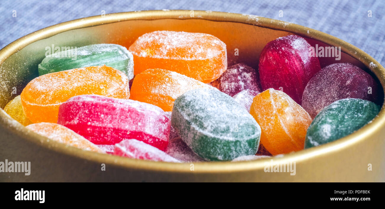 A jar of bright candy. The joy of children, a lot of sweets. Candy ...