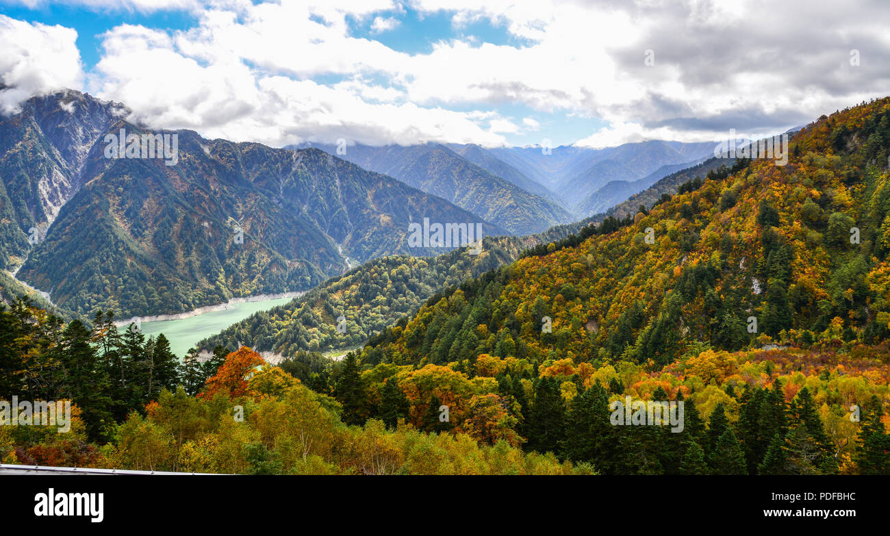 Mountain scenery at autumn in Tateyama Kurobe Alpine Route, Japan Stock ...