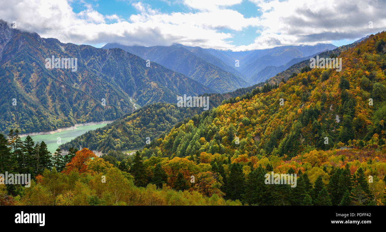 Mountain scenery at autumn in Tateyama Kurobe Alpine Route, Japan Stock ...