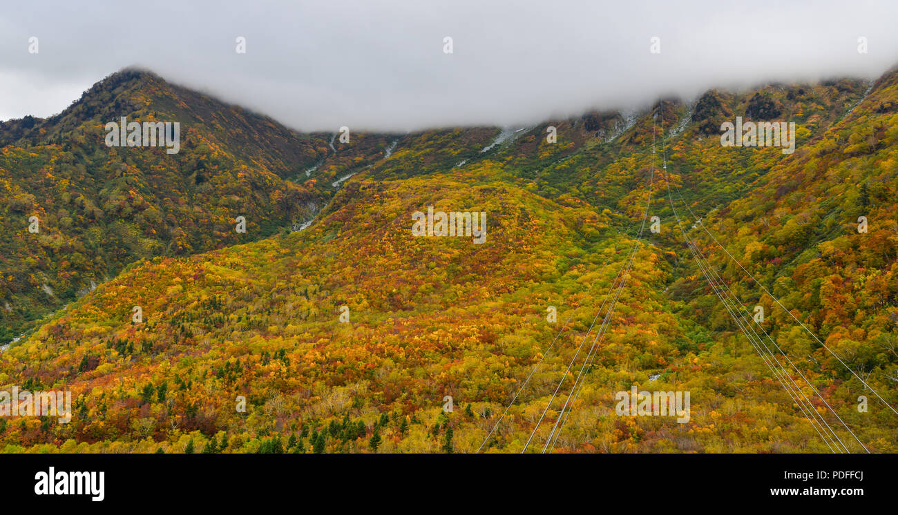 Mountain scenery at autumn in Tateyama Kurobe Alpine Route, Japan Stock ...
