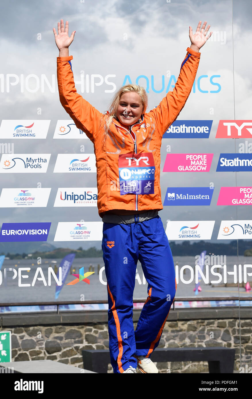 Netherlands' Sharon Van Rouwendaal on the podium with her gold medal ...