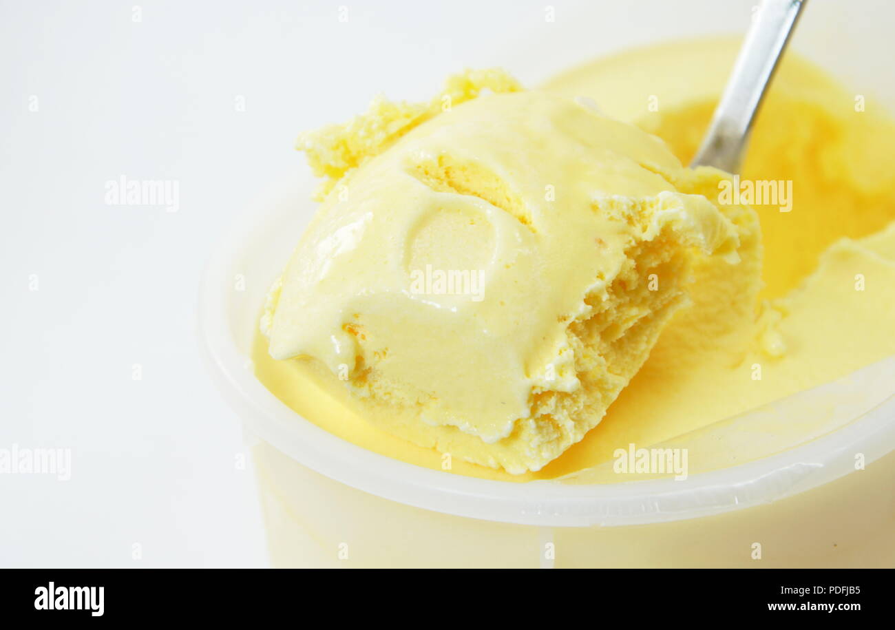 vanilla flavor ice cream on silver spoon Stock Photo - Alamy