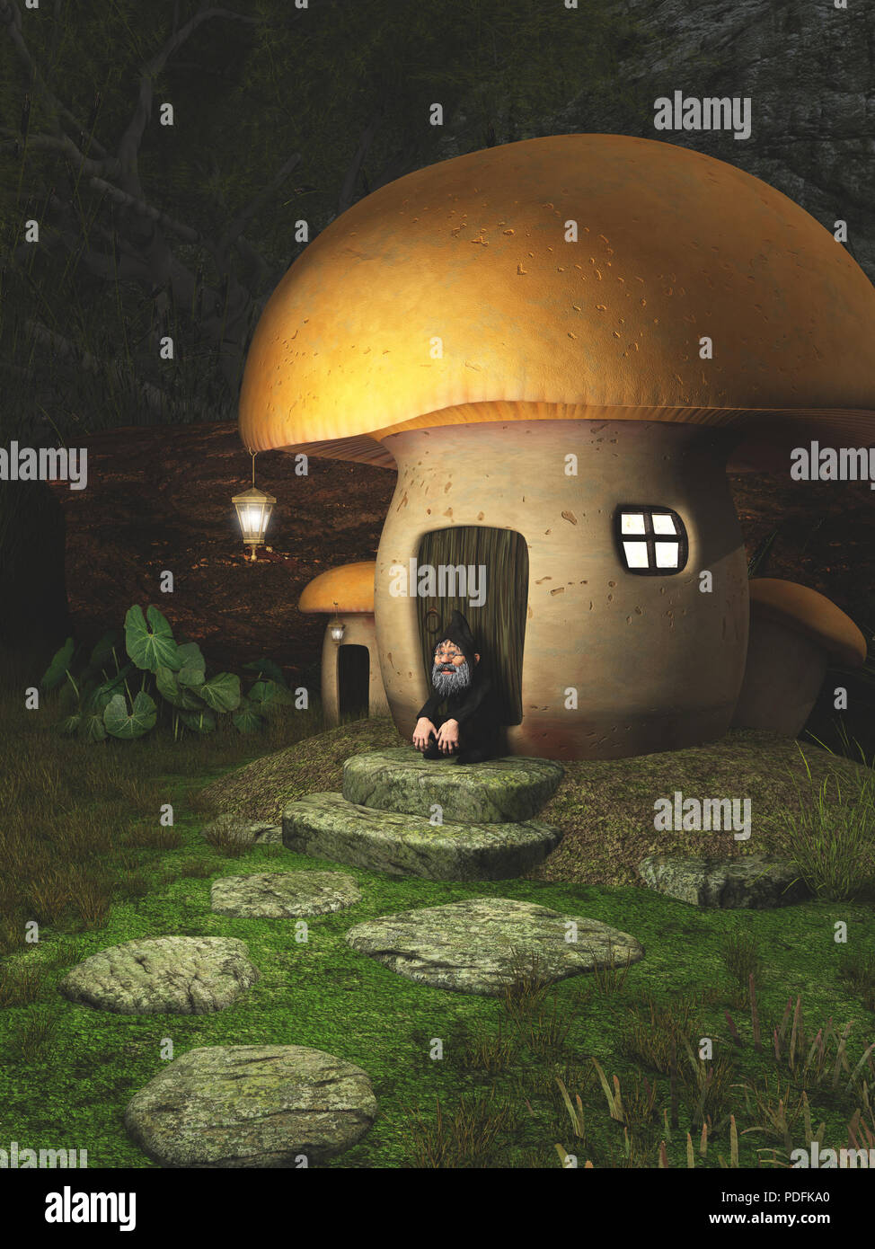 Gnome Toadstool House in the Forest Stock Photo - Alamy