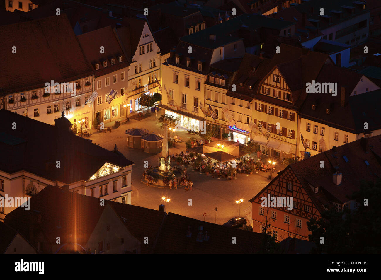 Market square in the evening, Kulmbach, Upper Franconia, Bavaria ...