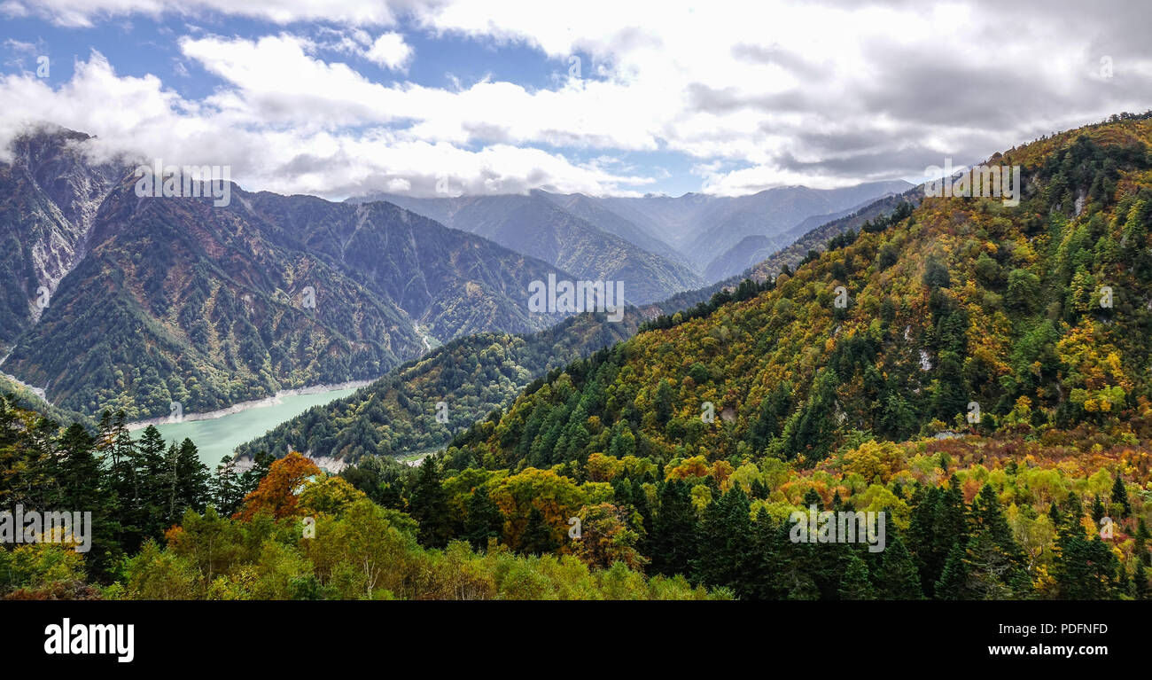 Mountain scenery at autumn in Tateyama Kurobe Alpine Route, Japan Stock ...