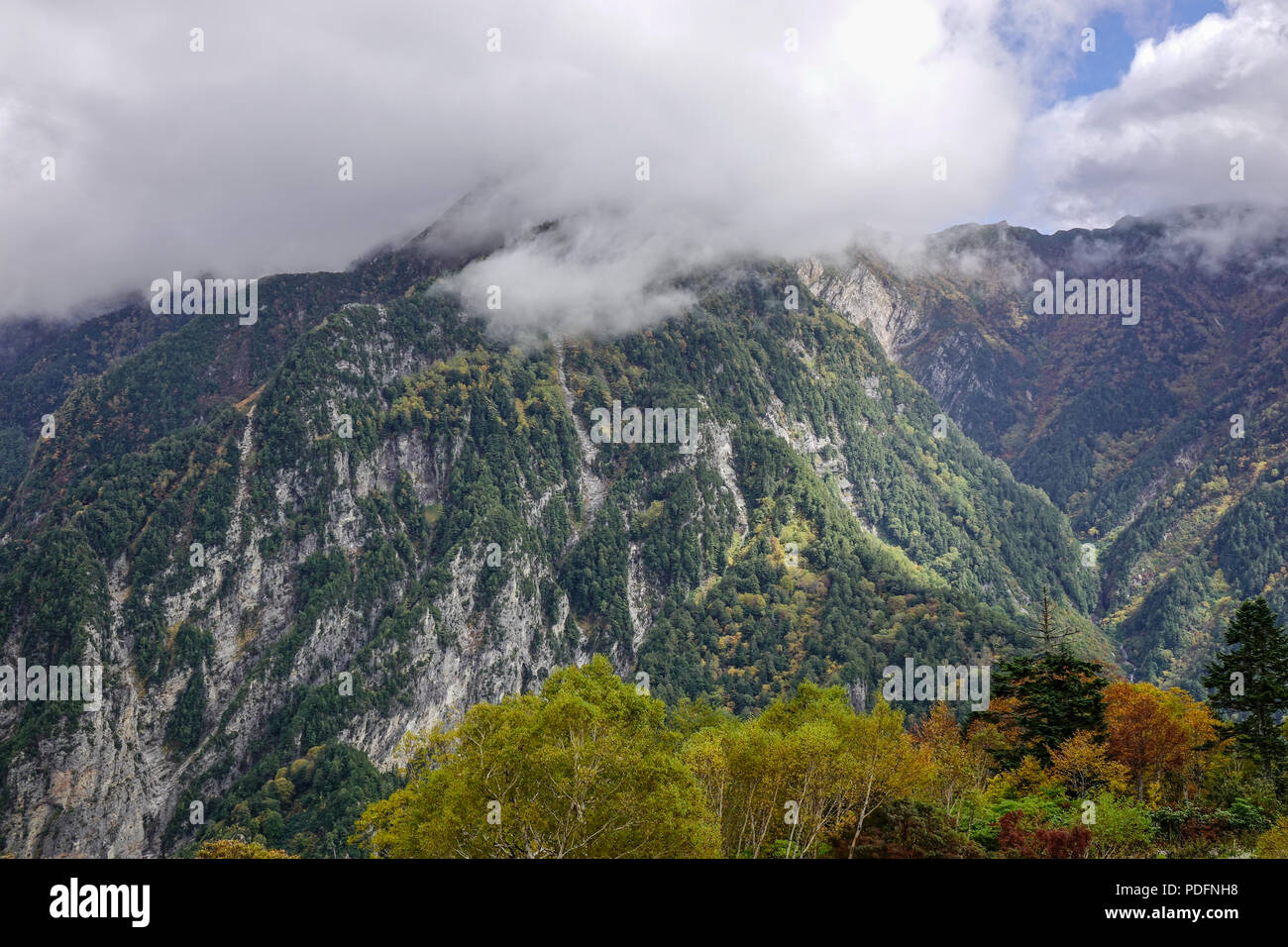 Mountain scenery at autumn in Tateyama Kurobe Alpine Route, Japan Stock ...