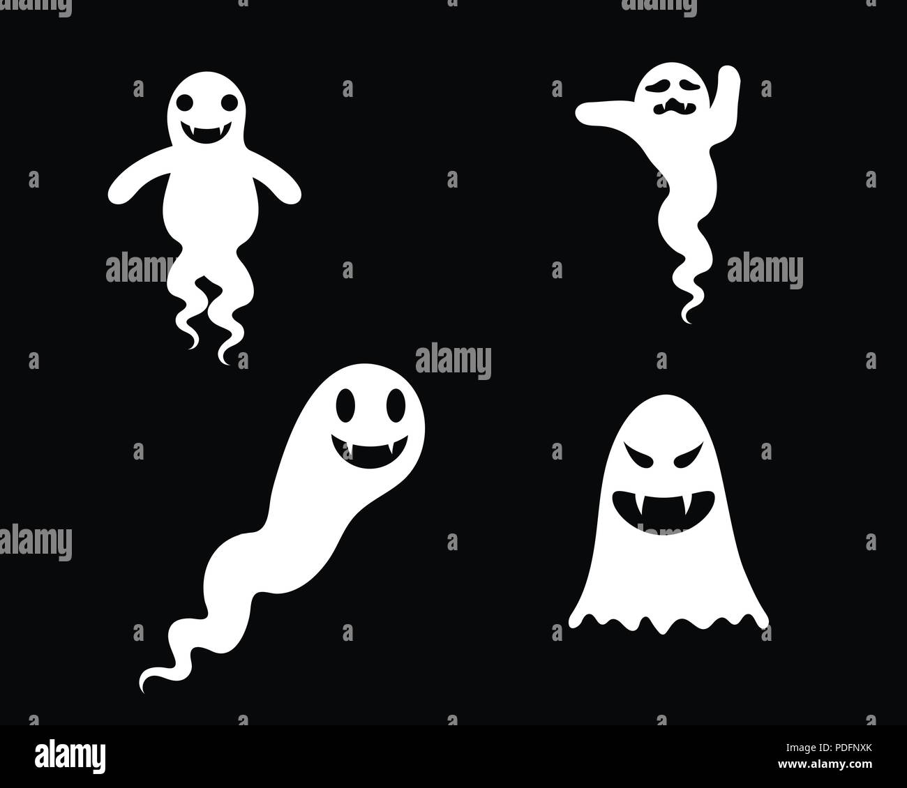 Ghost icons Vector illustration of flat design characters Stock Vector ...