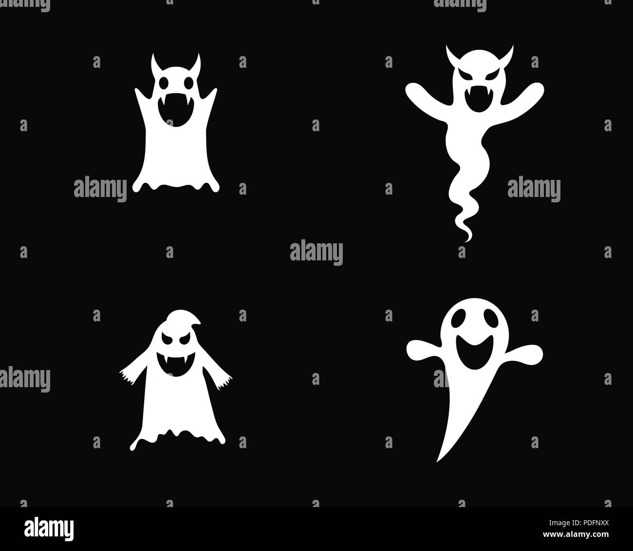 Ghost icons Vector illustration of flat design characters Stock Vector ...