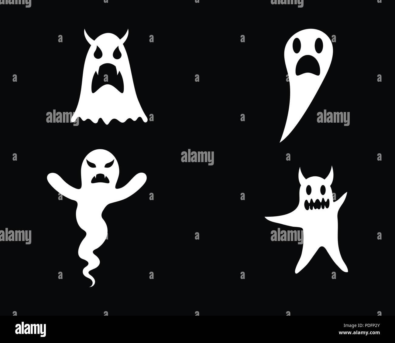 Ghost icons Vector illustration of flat design characters Stock Vector ...