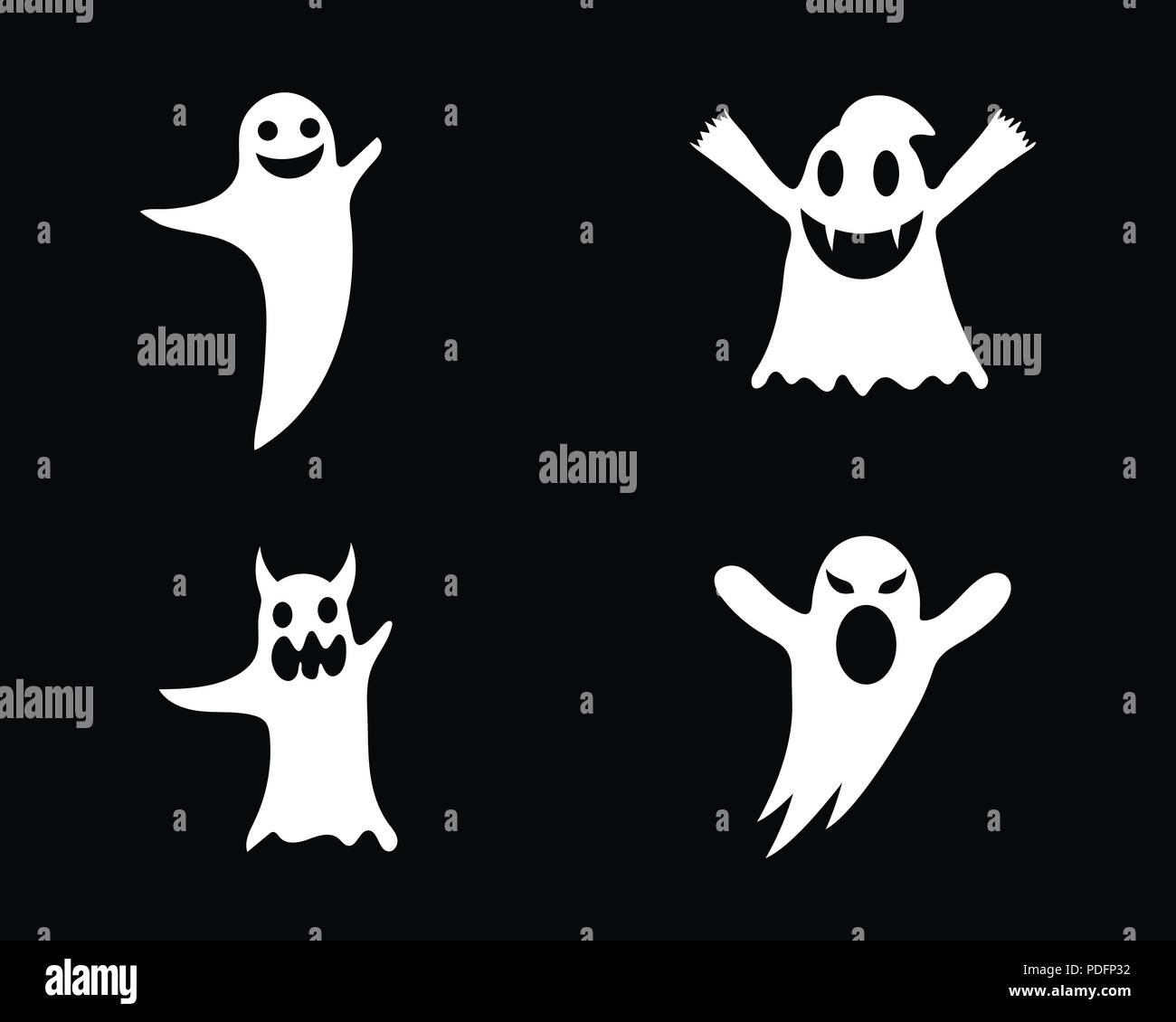 Ghost icons Vector illustration of flat design characters Stock Vector ...