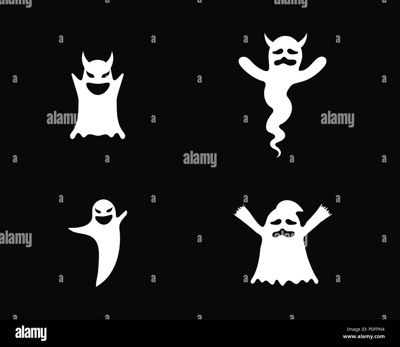 Ghost icons Vector illustration of flat design characters Stock Vector ...