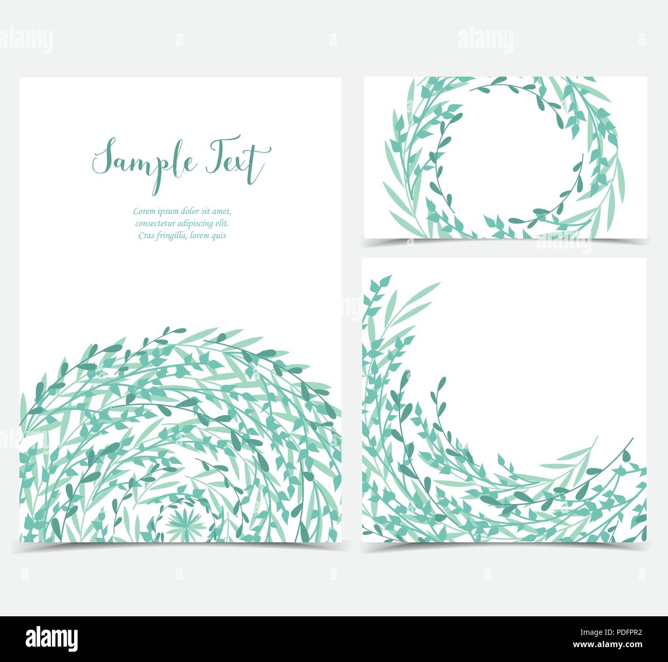 Vector illustration of decoration branches witt leaves. Set of greeting ...