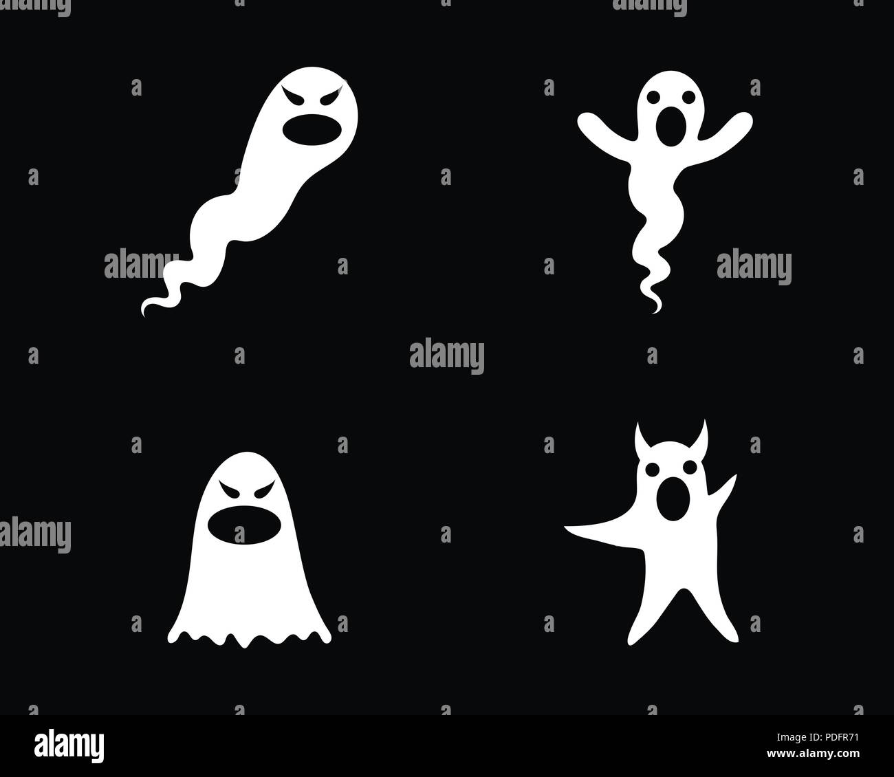 Ghost icons Vector illustration of flat design characters Stock Vector ...