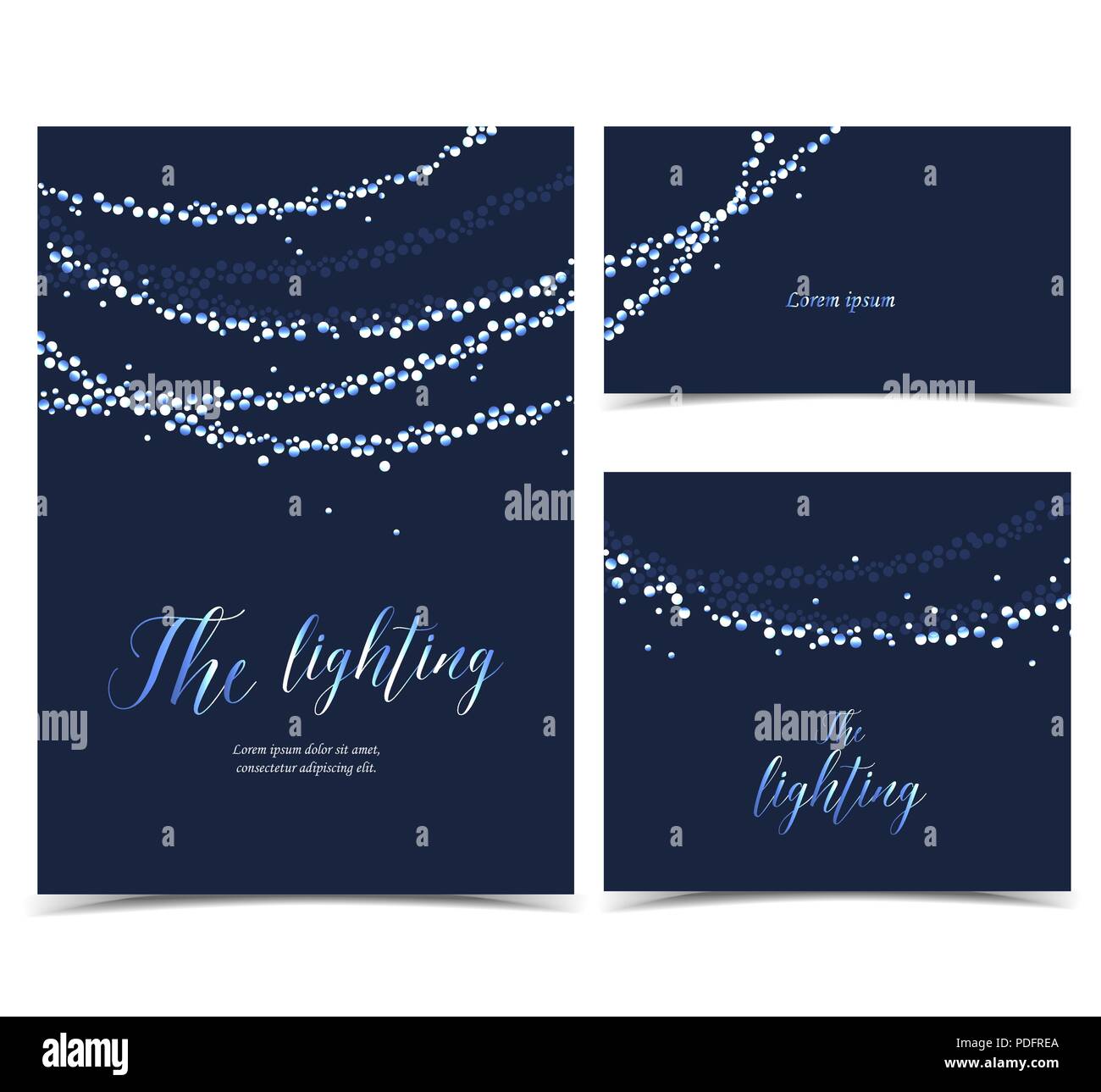Vector illustration lights on a blue background. String Lights. Set of ...