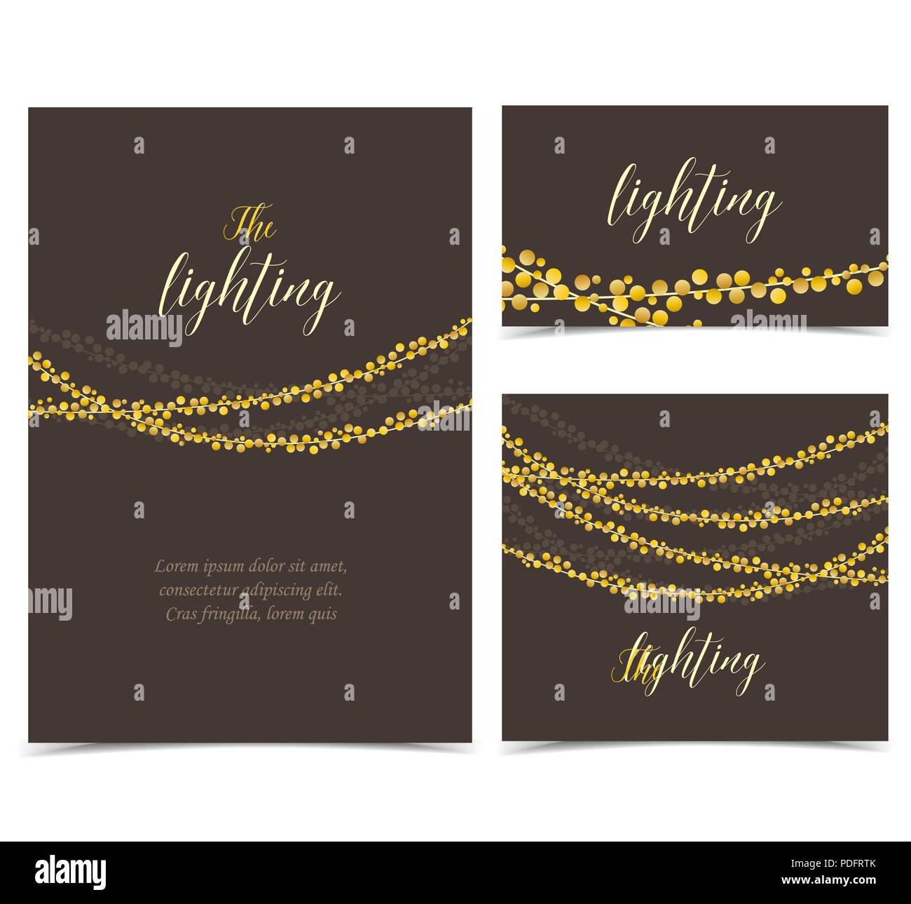 Vector illustration of light cords on a dark background. String Lights ...