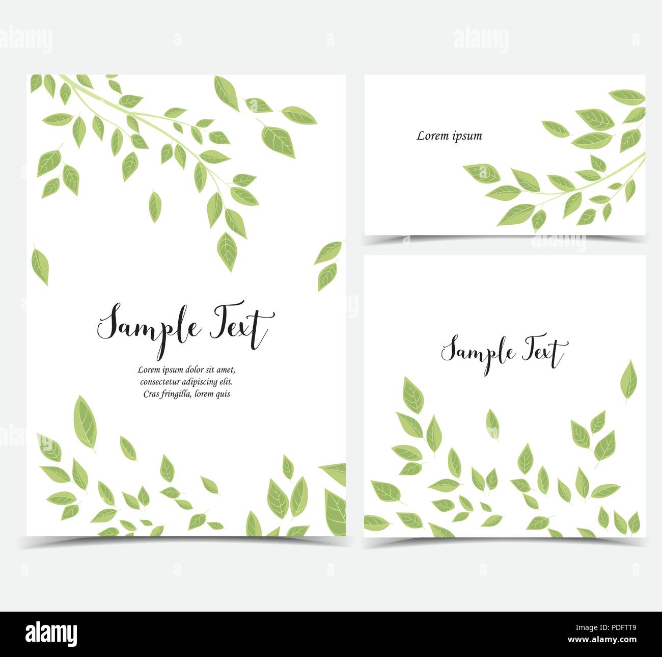 Vector illustration of green leaves. Background with branches and ...