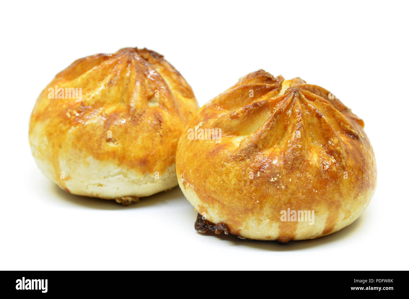 Crispy BBQ roasted chicken buns isolated on white background Stock ...
