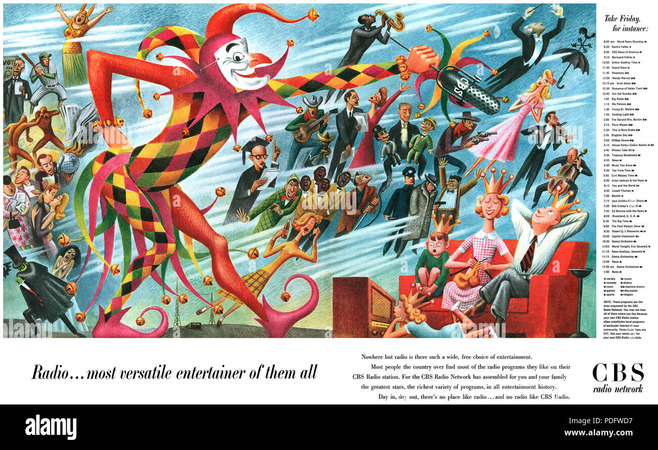1951 U.S. advertisement for CBS Radio Network Stock Photo - Alamy