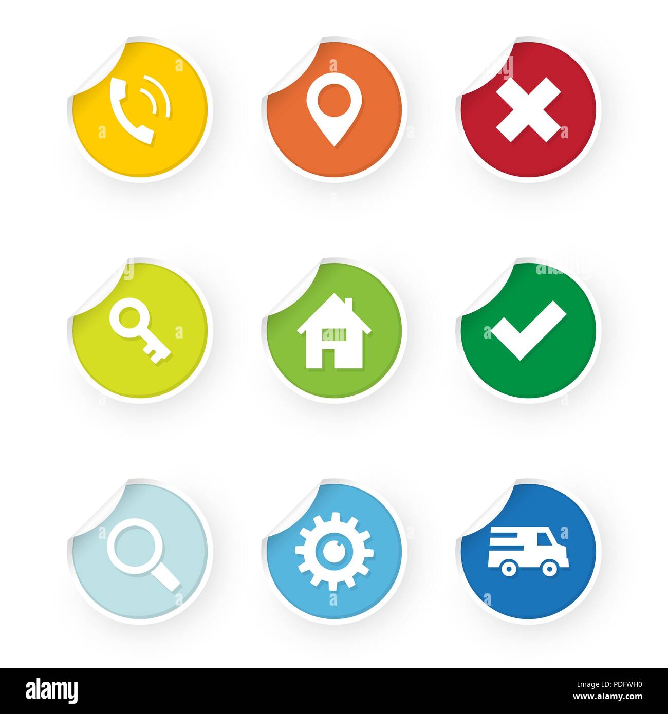 set of web icons colored stickers Stock Vector Image & Art - Alamy