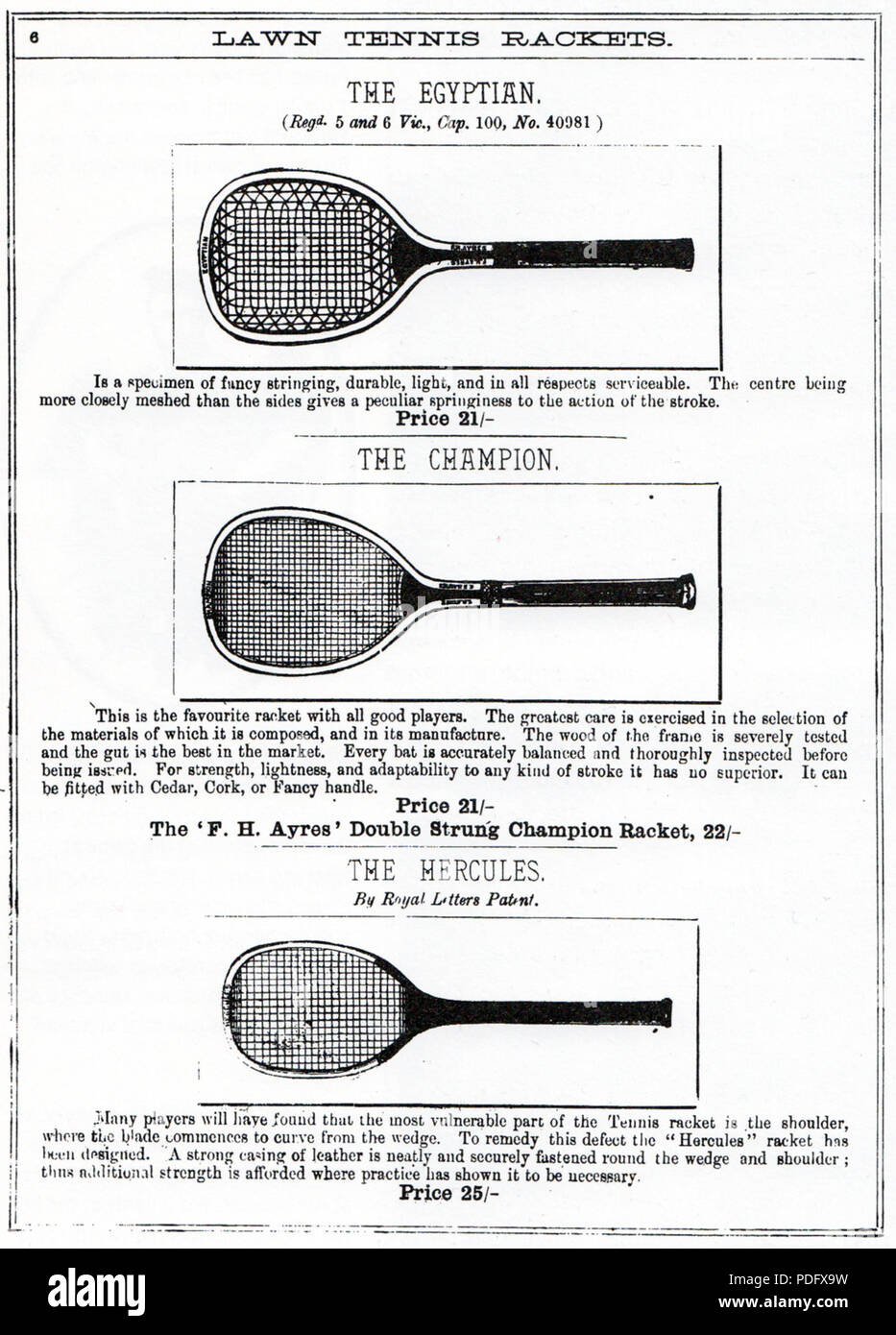 118 Early tennis rackets, newspaper advertisement Stock Photo - Alamy