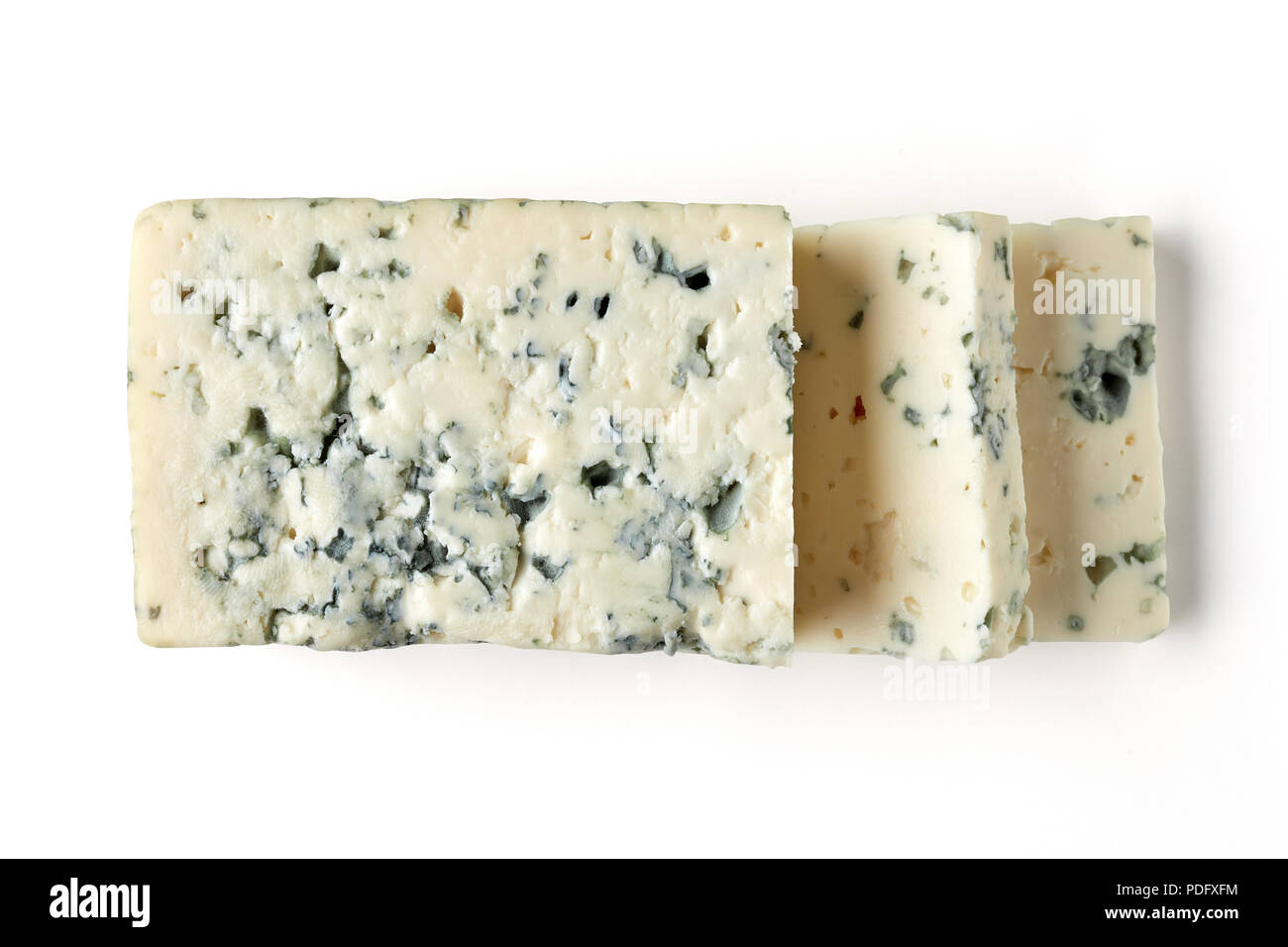 Blue cheese slices isolated on white background, top view Stock Photo ...