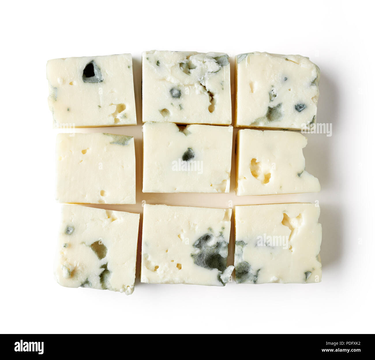Blue cheese slices isolated on white background, top view Stock Photo ...
