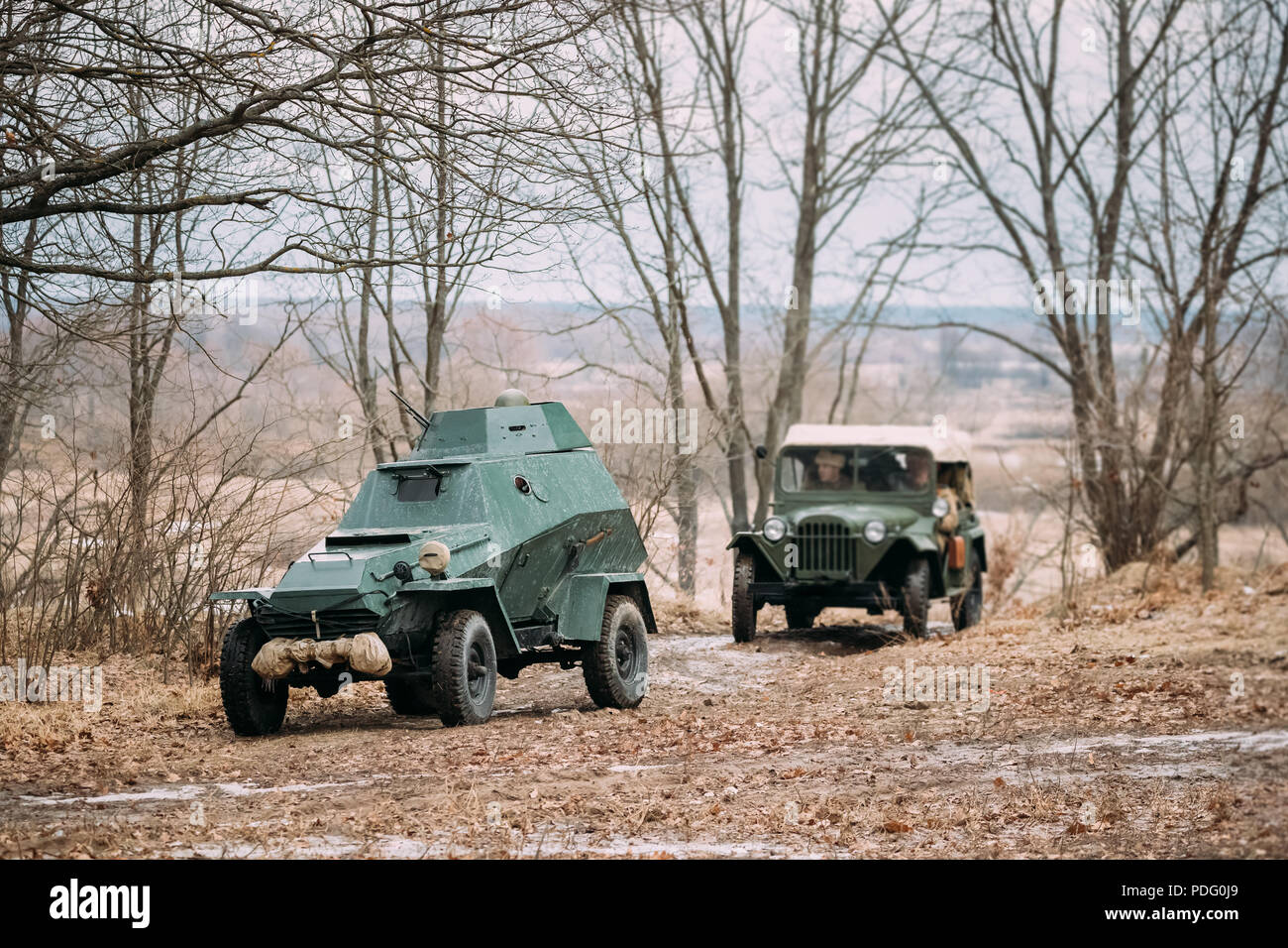 Russian Armored Soviet Scout Car Of World War II And Four-wheel Drive ...
