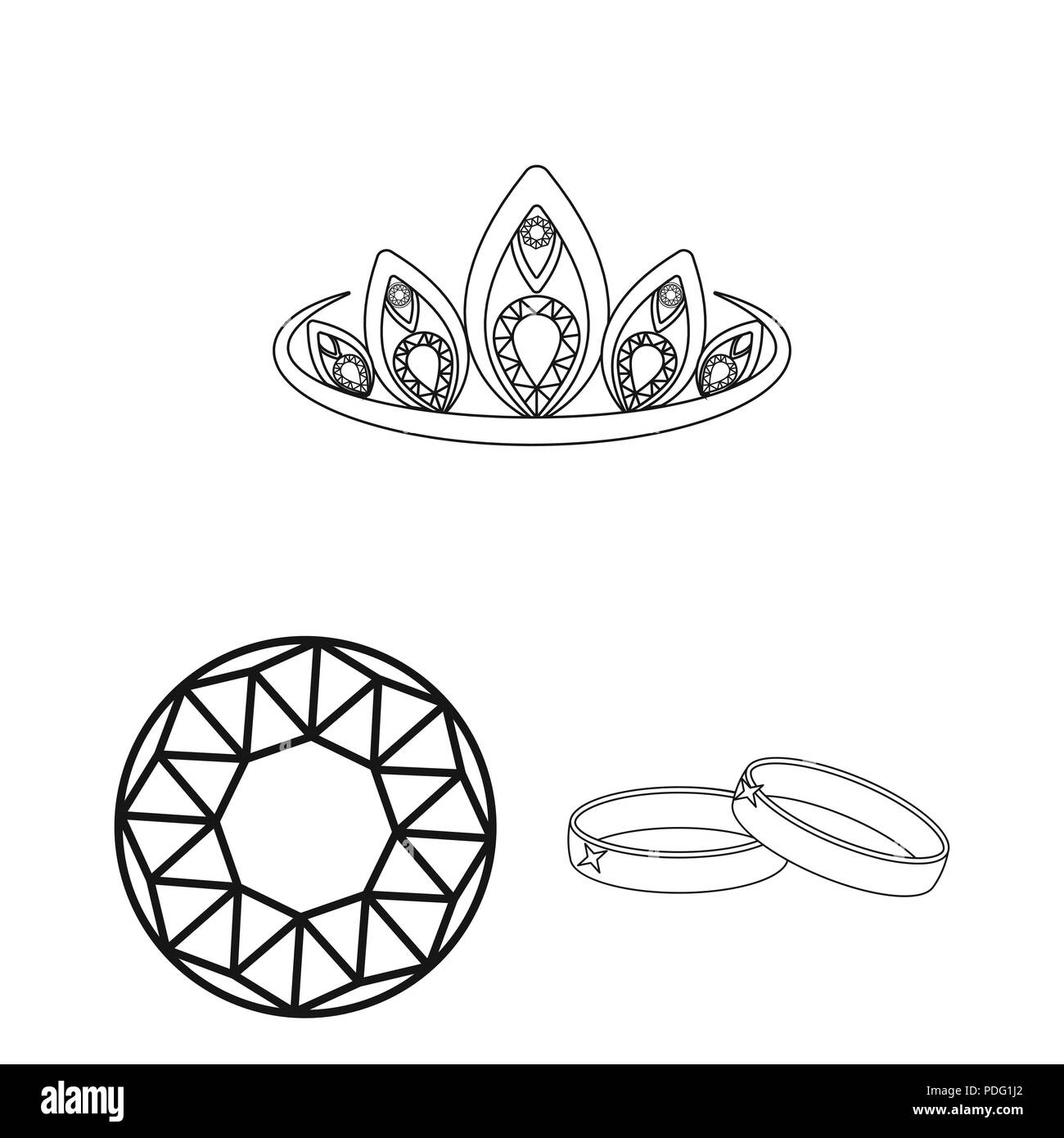 Jewelry and accessories outline icons in set collection for design ...