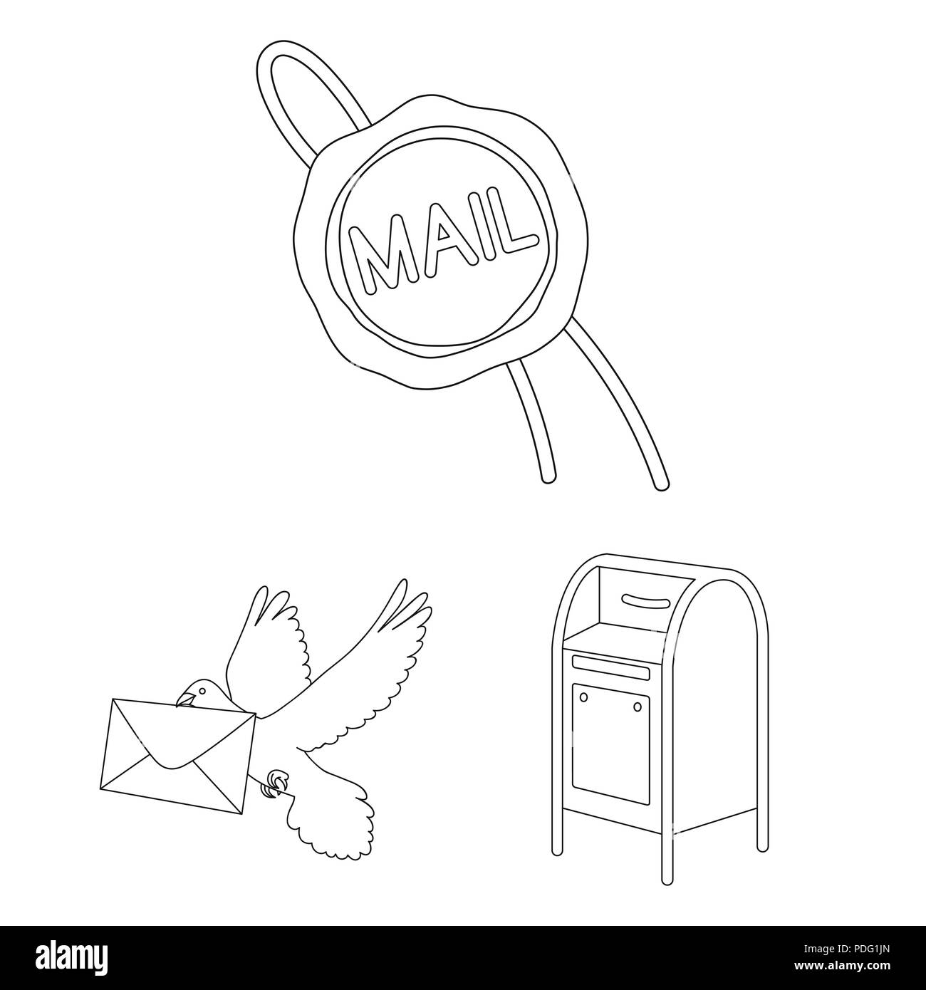 Mail and postman outline icons in set collection for design. Mail and ...