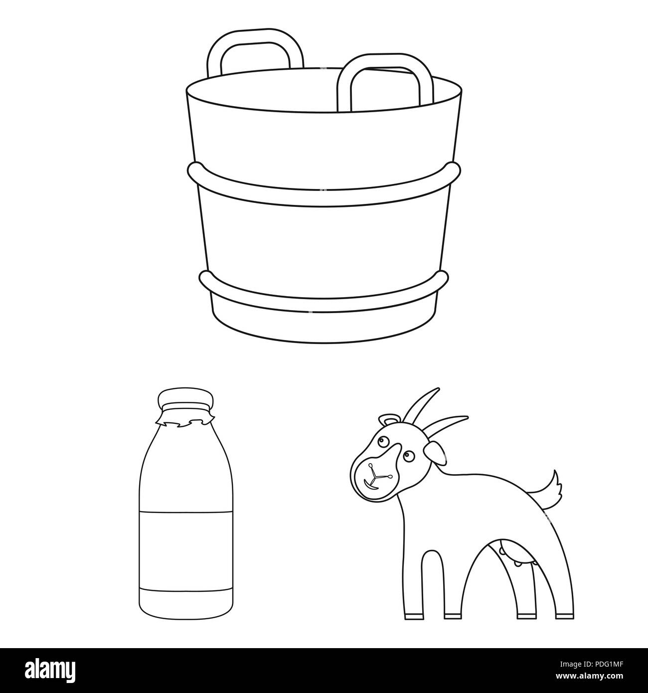 Milk product outline icons in set collection for design.Milk and food ...
