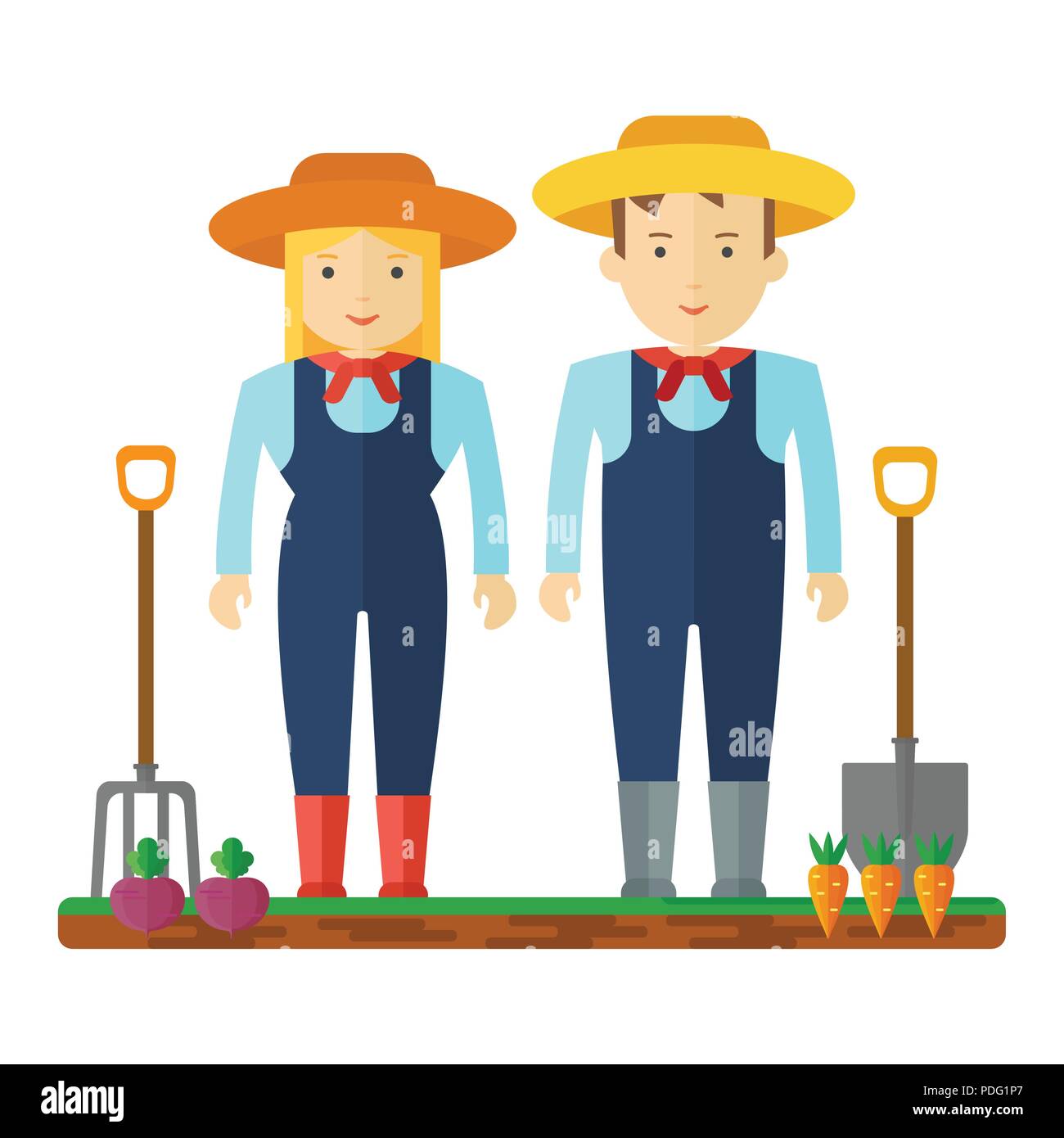 Happy farmer man woman icon hi-res stock photography and images - Alamy