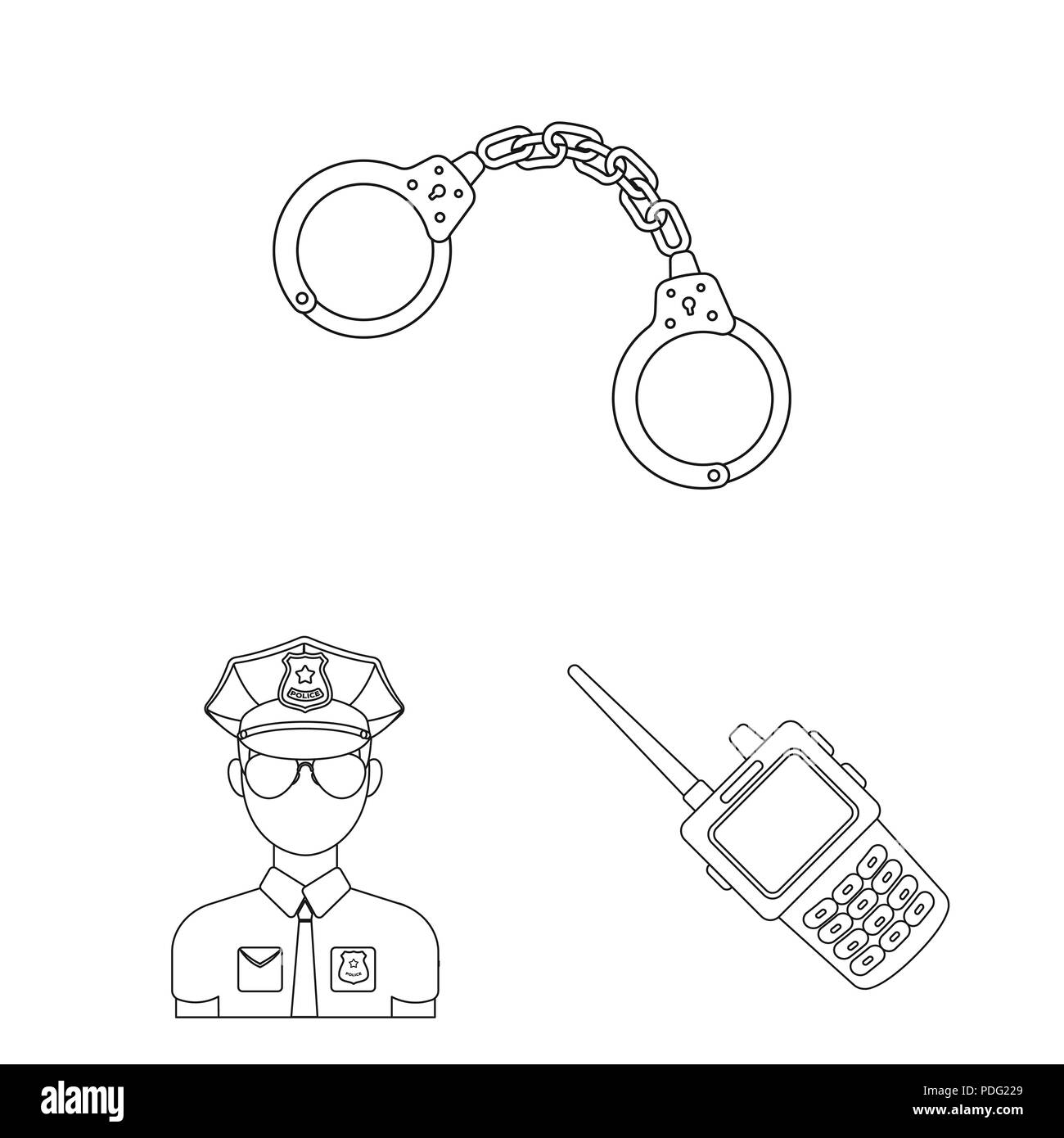 Police, Department outline icons in set collection for design.Detective ...