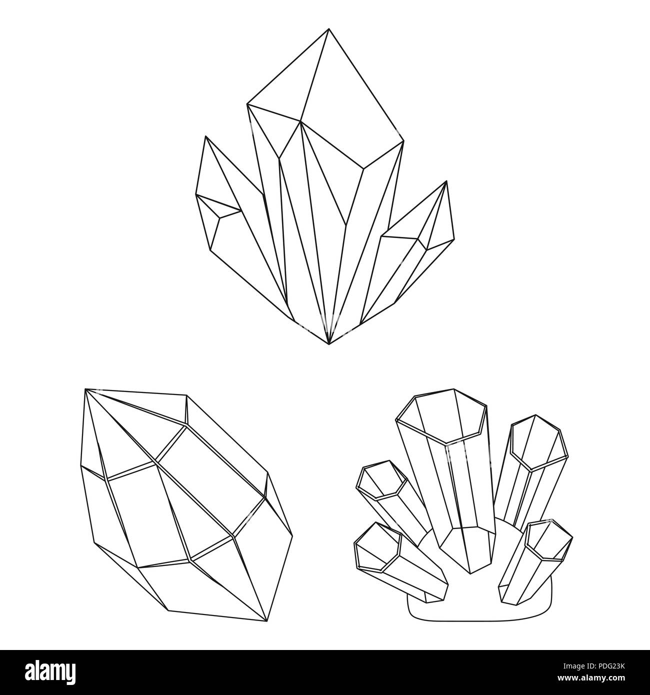 Precious Minerals outline icons in set collection for design. Jeweler ...