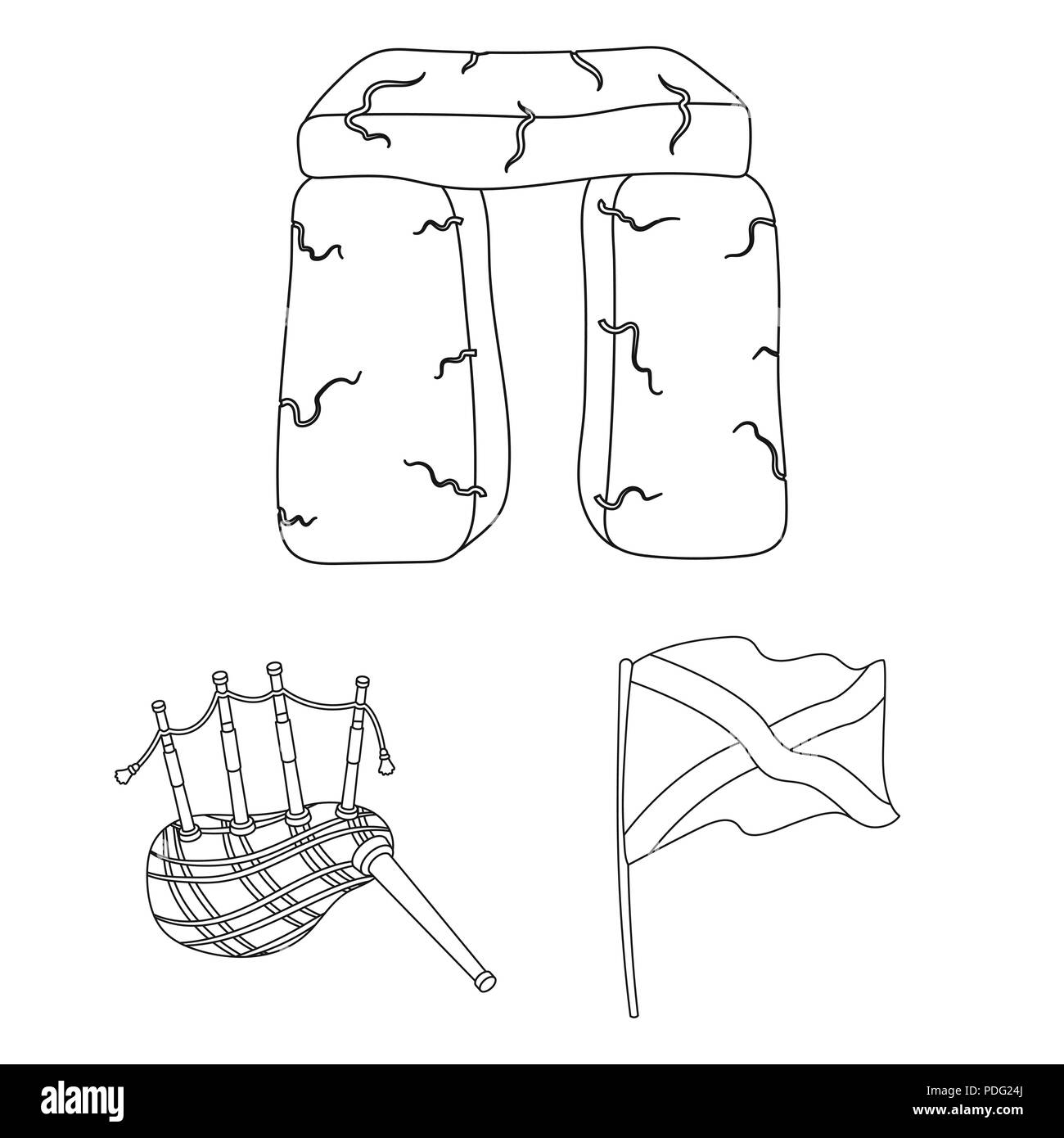 Country Scotland outline icons in set collection for design ...