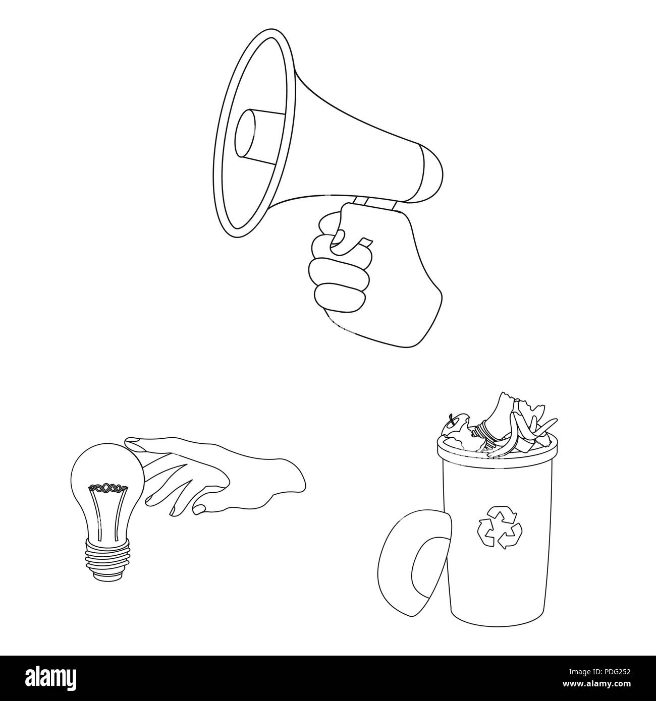 Manipulation by hands outline icons in set collection for design. Hand ...