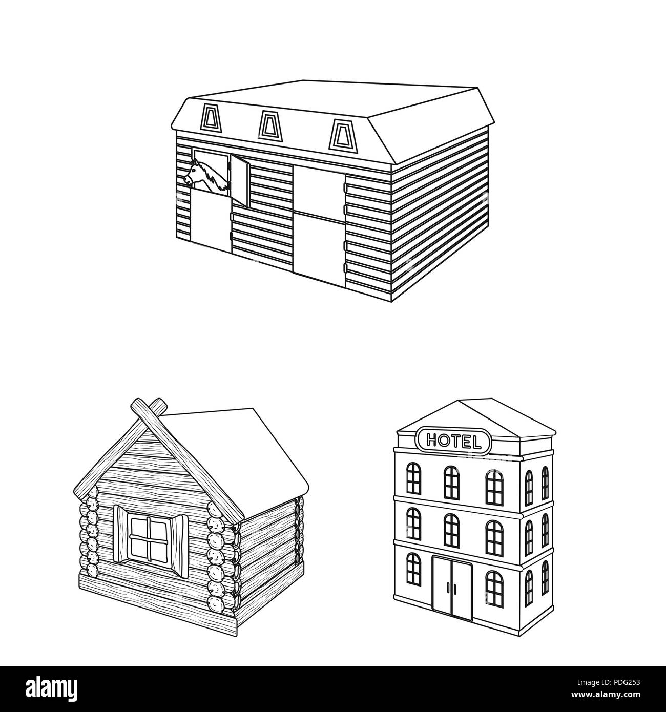 Building and architecture outline icons in set collection for design ...