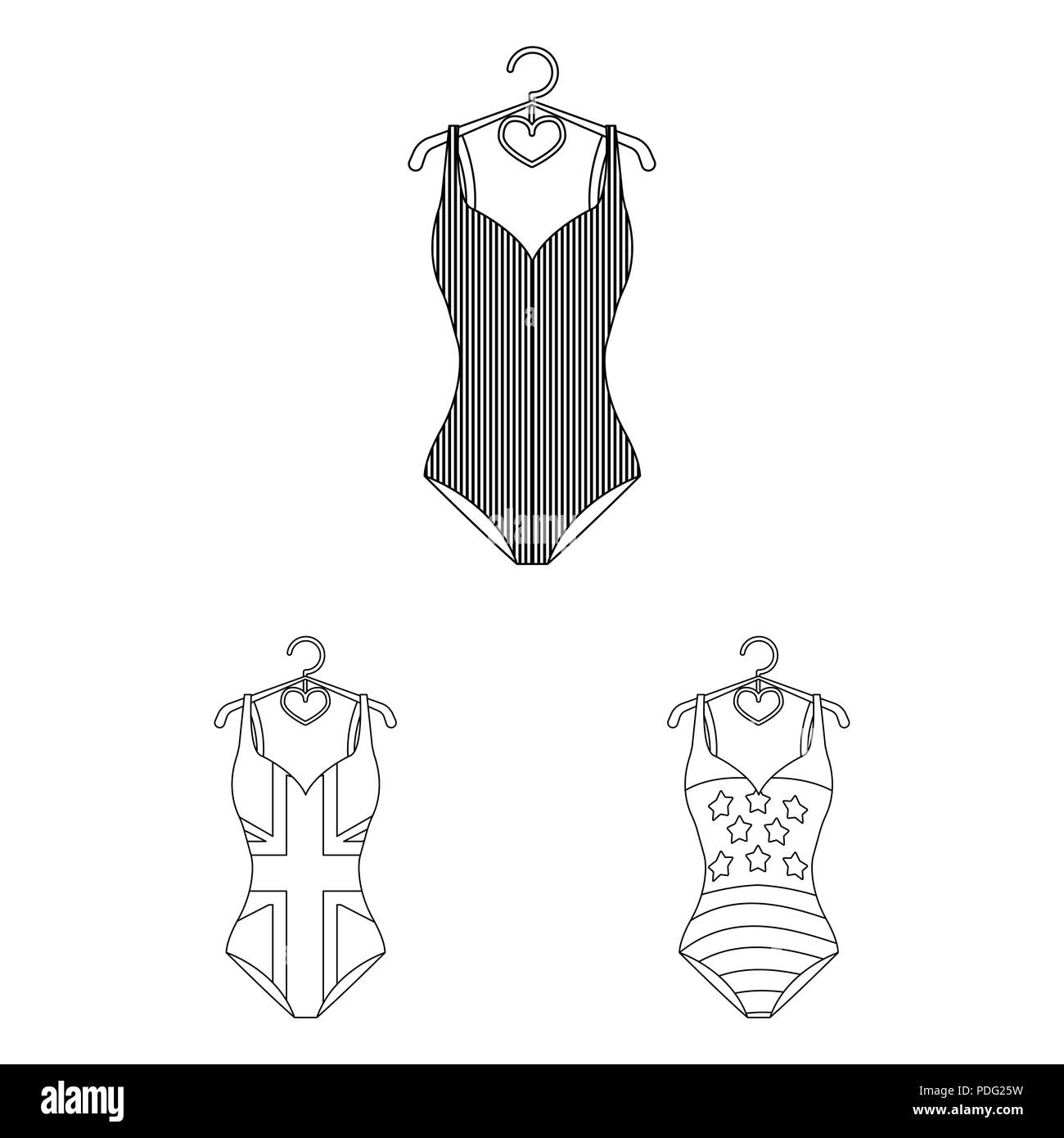 Different types of swimsuits outline icons in set collection for design ...