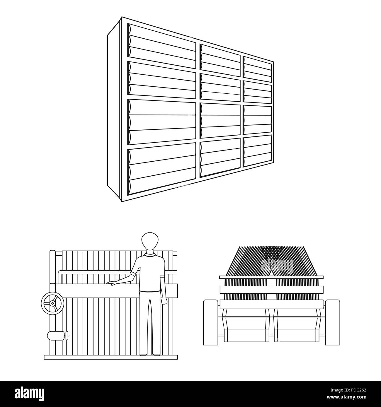 Textile industry outline icons in set collection for design.Textile ...