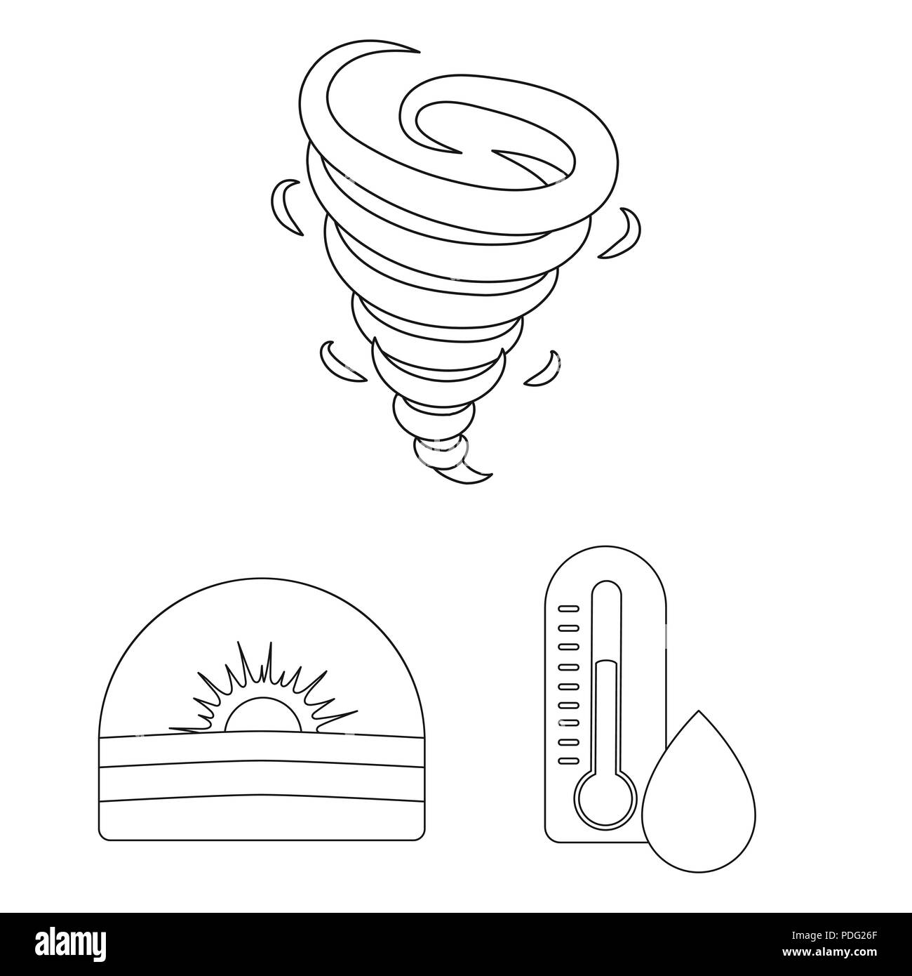 Different weather outline icons in set collection for design.Signs and ...