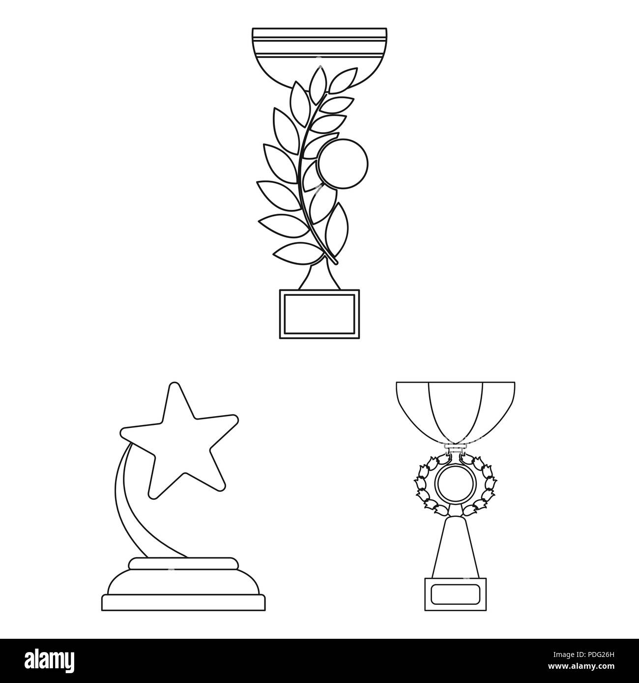 Gold Cup outline icons in set collection for design. Winners Cup vector ...